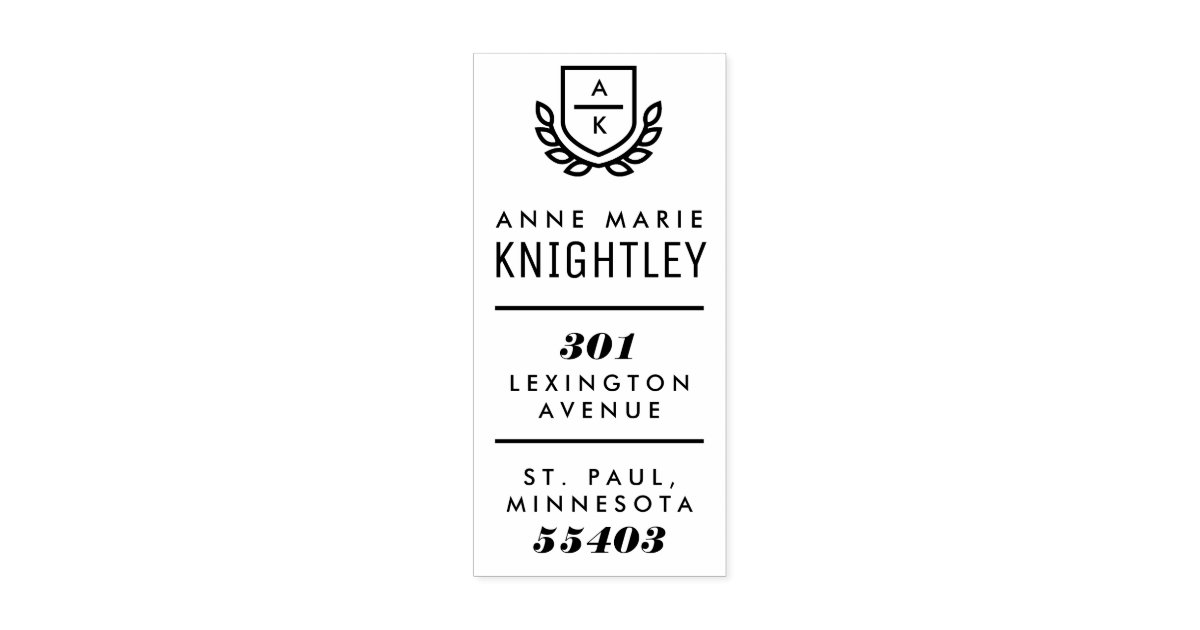 Preppy Crest Monogram Return Address Stamp | Zazzle