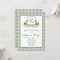 Preppy Deer Gingham Crest Baby Shower Invitation | Zazzle