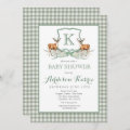 Preppy Deer Gingham Crest Baby Shower Invitation | Zazzle