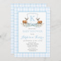 Preppy Deer Gingham Crest Baby Shower Invitation | Zazzle