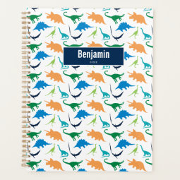 Preppy Dinosaur Boy Personalized School Calendar Planner | Zazzle