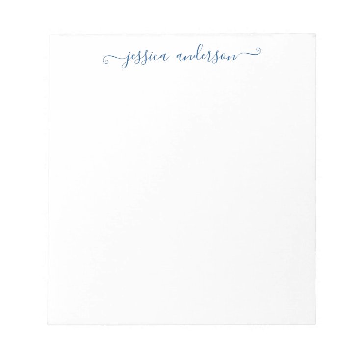 Preppy Elegant Navy Blue Feminine Girly Script Notepad | Zazzle