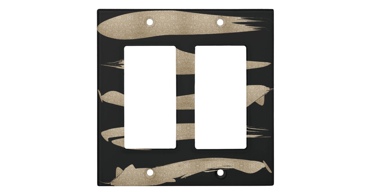 preppy geometric pattern black and gold stripes light switch cover | Zazzle