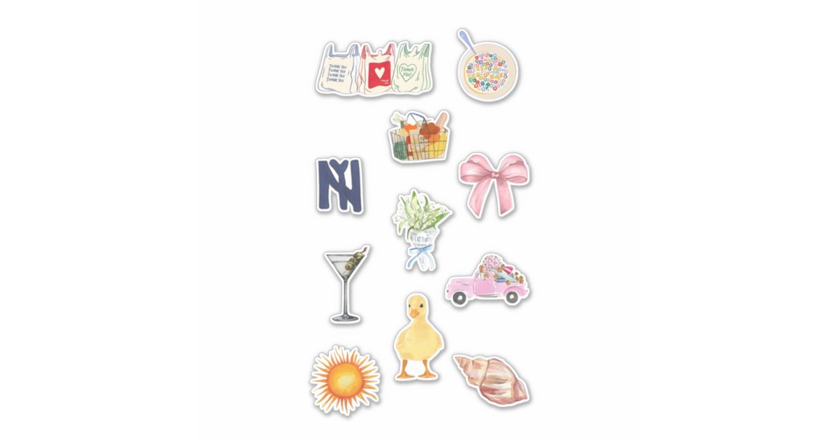 Preppy Girl Starter Pack Stickers | Zazzle