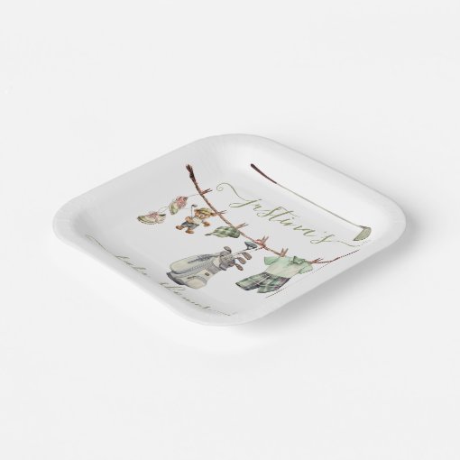 Preppy Golf Baby Shower Clothesline Paper Plates | Zazzle