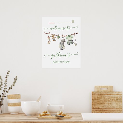 Preppy Golf Boy Baby Shower Welcome Sign | Zazzle