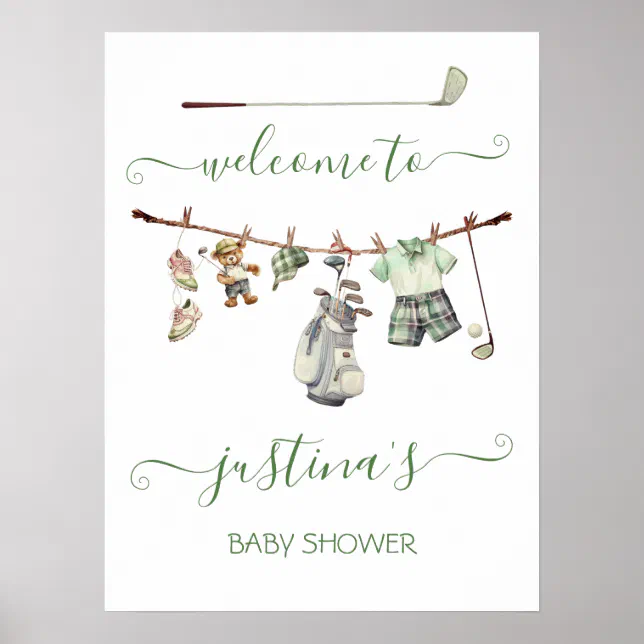 Preppy Golf Boy Baby Shower Welcome Sign | Zazzle