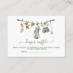 Preppy Golf clothesline Diaper Raffle card | Zazzle