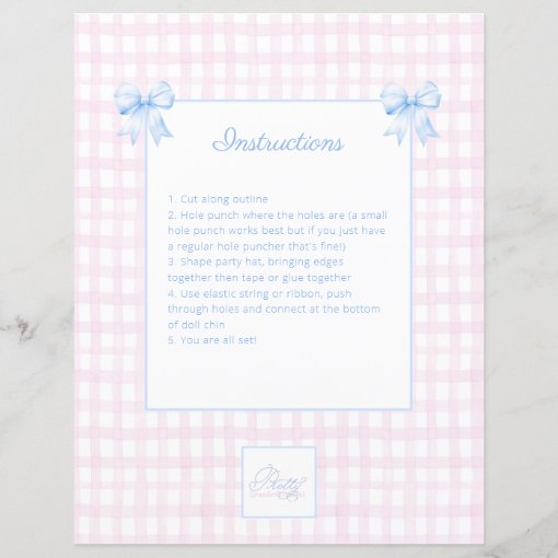 Preppy Grandmillennial Doll Paper Party Hat Sheet | Zazzle
