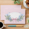 Preppy Grandmillennial Holly with Pink Bow Envelope | Zazzle