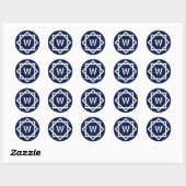 Preppy Graphic Border Monogram Classic Round Sticker | Zazzle