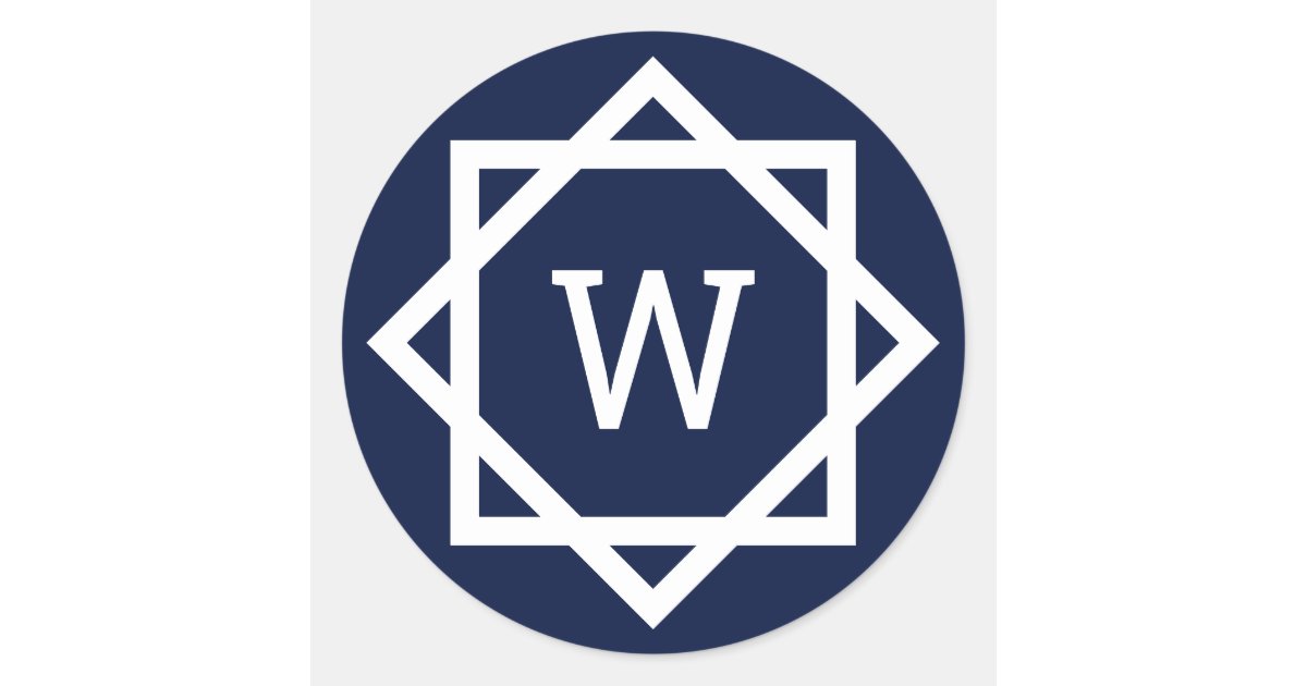 Preppy Graphic Border Monogram Classic Round Sticker | Zazzle