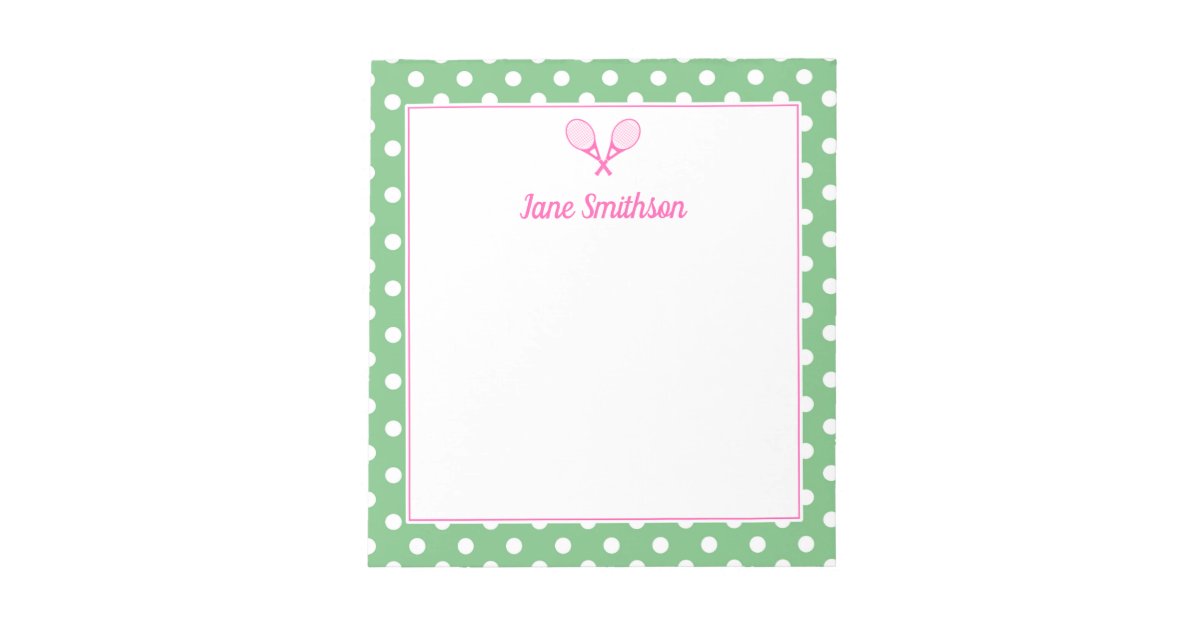 Preppy Green and Pink Tennis Notepad | Zazzle