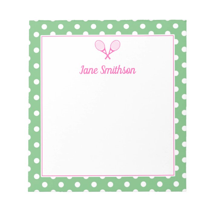 Preppy Green and Pink Tennis Notepad | Zazzle