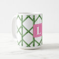 Preppy Green Trellis Bamboo Pattern Monogram Coffee Mug | Zazzle