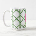 Preppy Green Trellis Bamboo Pattern Monogram Coffee Mug | Zazzle