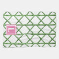 Preppy Green Trellis Bamboo Pattern Monogram Kitchen Towel | Zazzle
