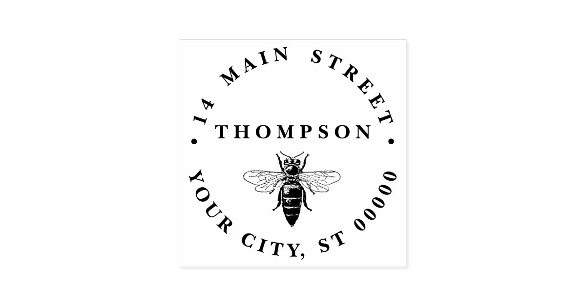 Preppy Heraldic Vintage Bee #2 Name Address Self-inking Stamp | Zazzle