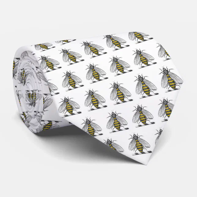 Preppy Heraldic Vintage Bee Coat of Arms Emblem C Neck Tie | Zazzle