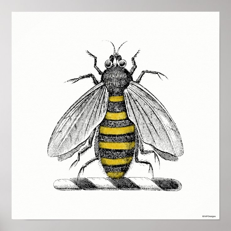 Preppy Heraldic Vintage Bee Coat of Arms Emblem C Poster | Zazzle