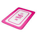 Preppy Hot Pink Elegant Minimal Modern Monogrammed Bath Mat | Zazzle