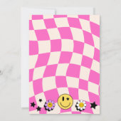 Preppy Hot Pink Retro Happy Face Party Birthday Invitation | Zazzle