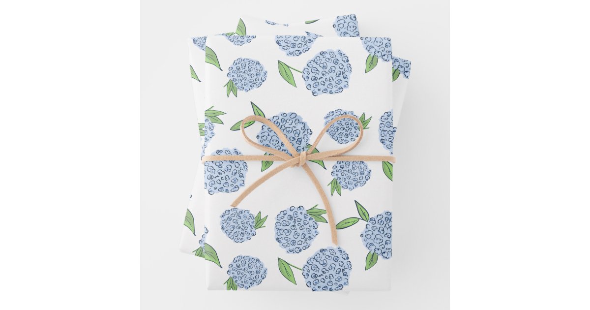 Preppy Hydrangea Gift Wrap | Zazzle