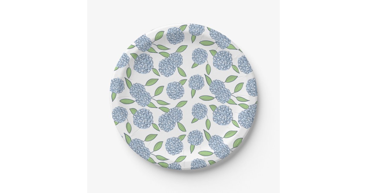 Preppy Hydrangea New England Wedding Paper Plates | Zazzle