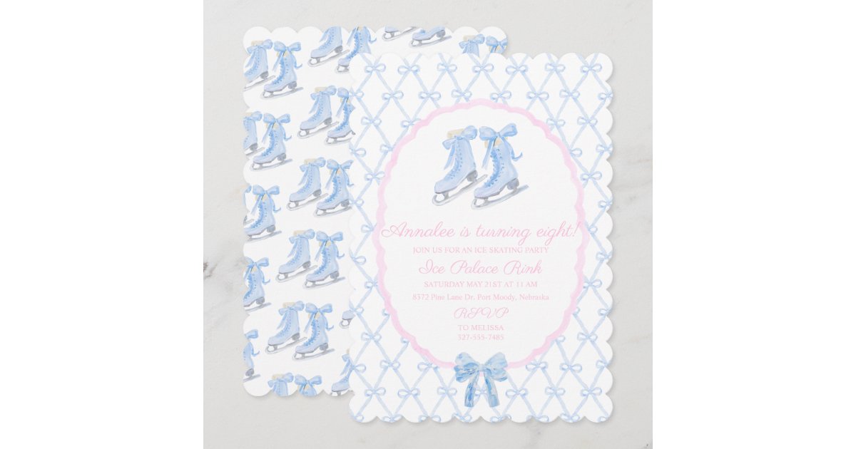 Preppy Ice Skating Party Ice Skates Invitation | Zazzle