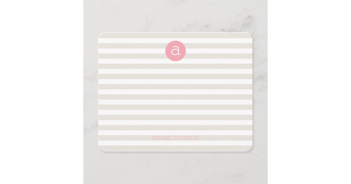 Preppy Initial Personalized Stationery Note Card | Zazzle.com