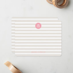 Preppy Initial Personalized Stationery Note Card | Zazzle