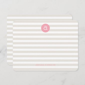 Preppy Initial Personalized Stationery Note Card | Zazzle