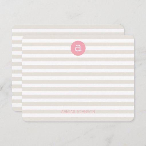 Preppy Initial Personalized Stationery Note Card | Zazzle