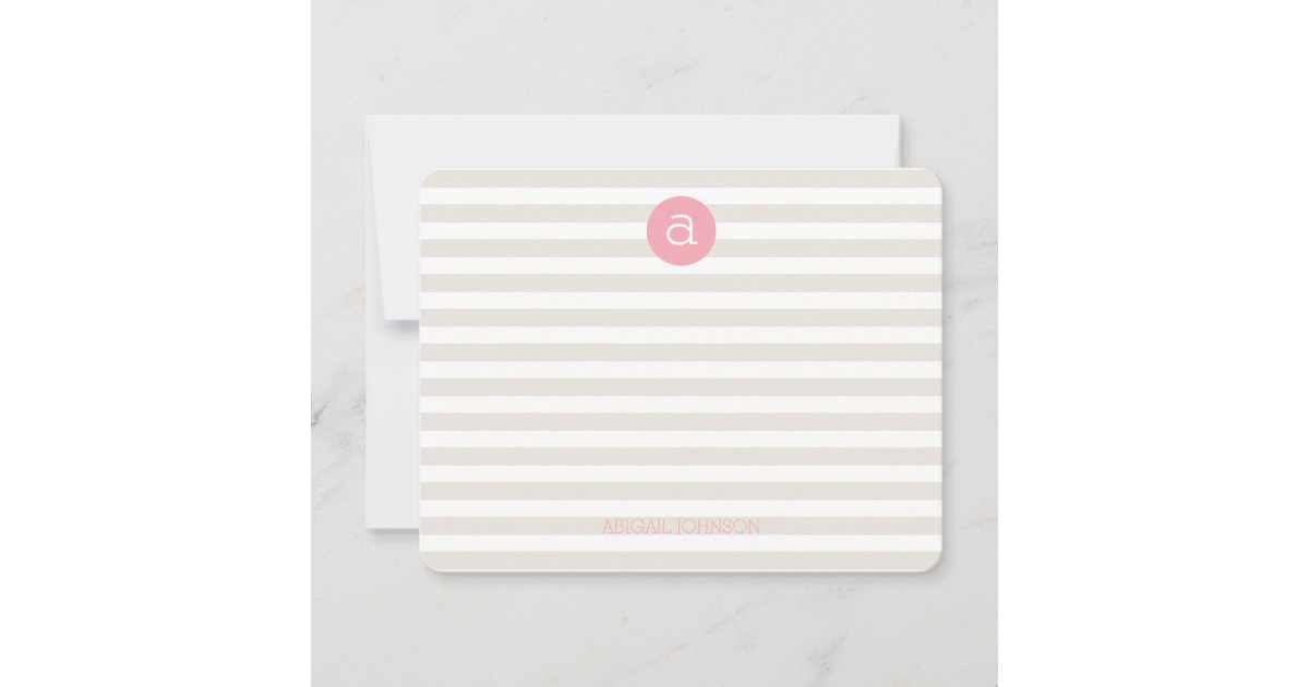 Preppy Initial Personalized Stationery Note Card | Zazzle