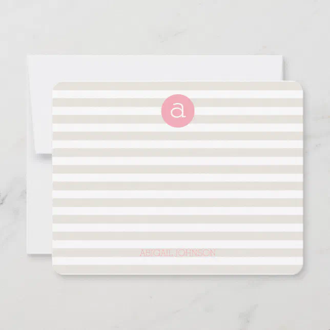 Preppy Initial Personalized Stationery Note Card | Zazzle