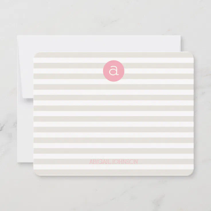 Preppy Initial Personalized Stationery Note Card | Zazzle