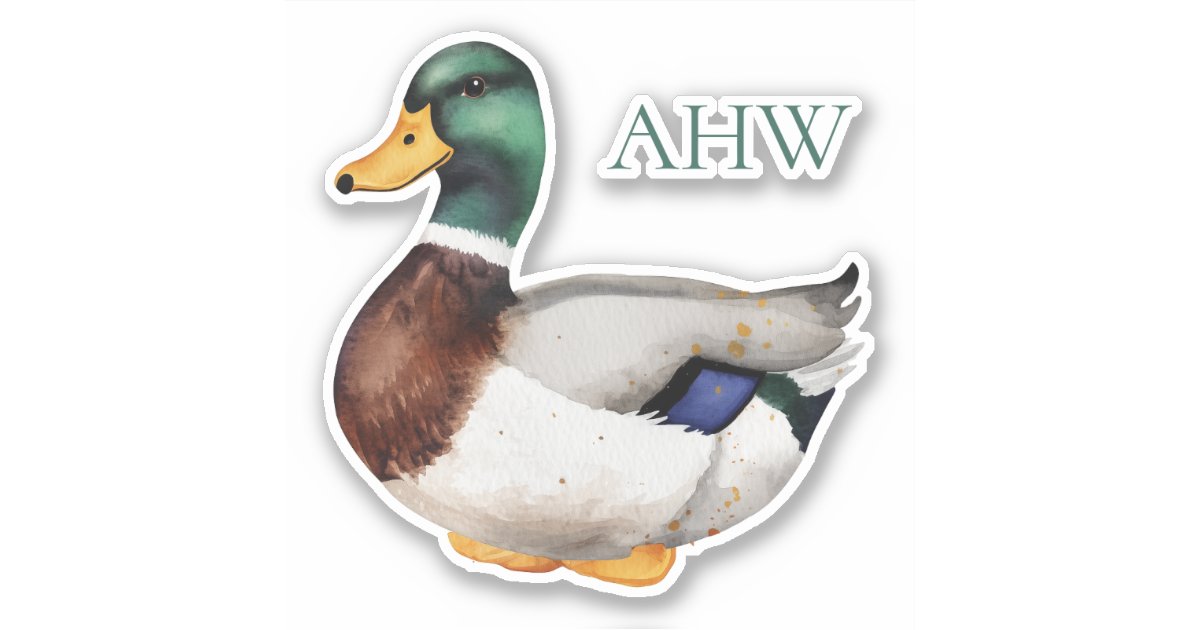 Preppy Mallard Duck Monogram Sticker | Zazzle
