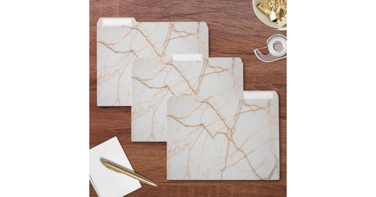 Preppy modern minimalist girly chic white marble file folder | Zazzle