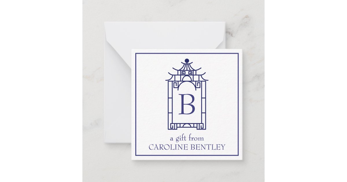 Preppy Monogrammed Pagoda Gift Enclosure Cards | Zazzle