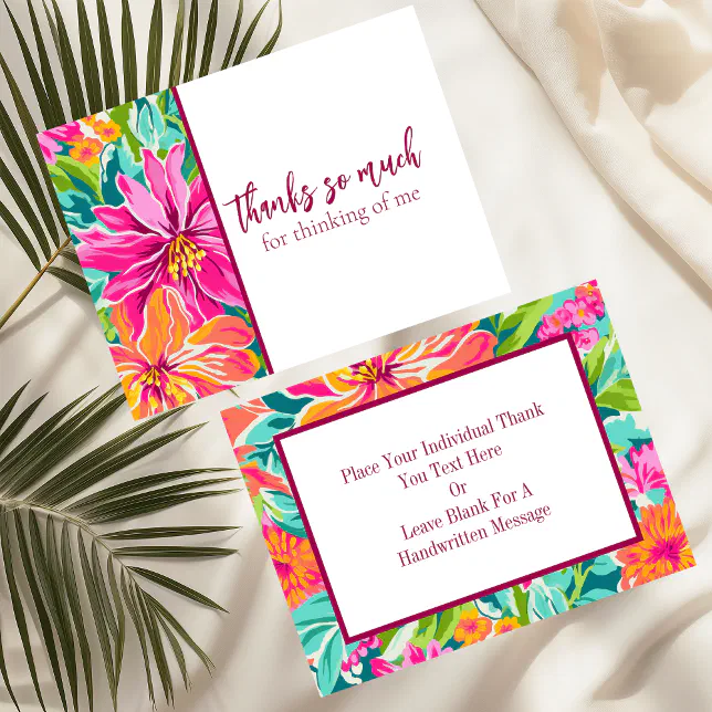 Preppy Multiclored Floral Thank You Note Card | Zazzle