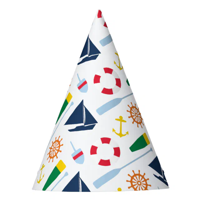 Preppy Nautical Birthday Party Party Hat | Zazzle