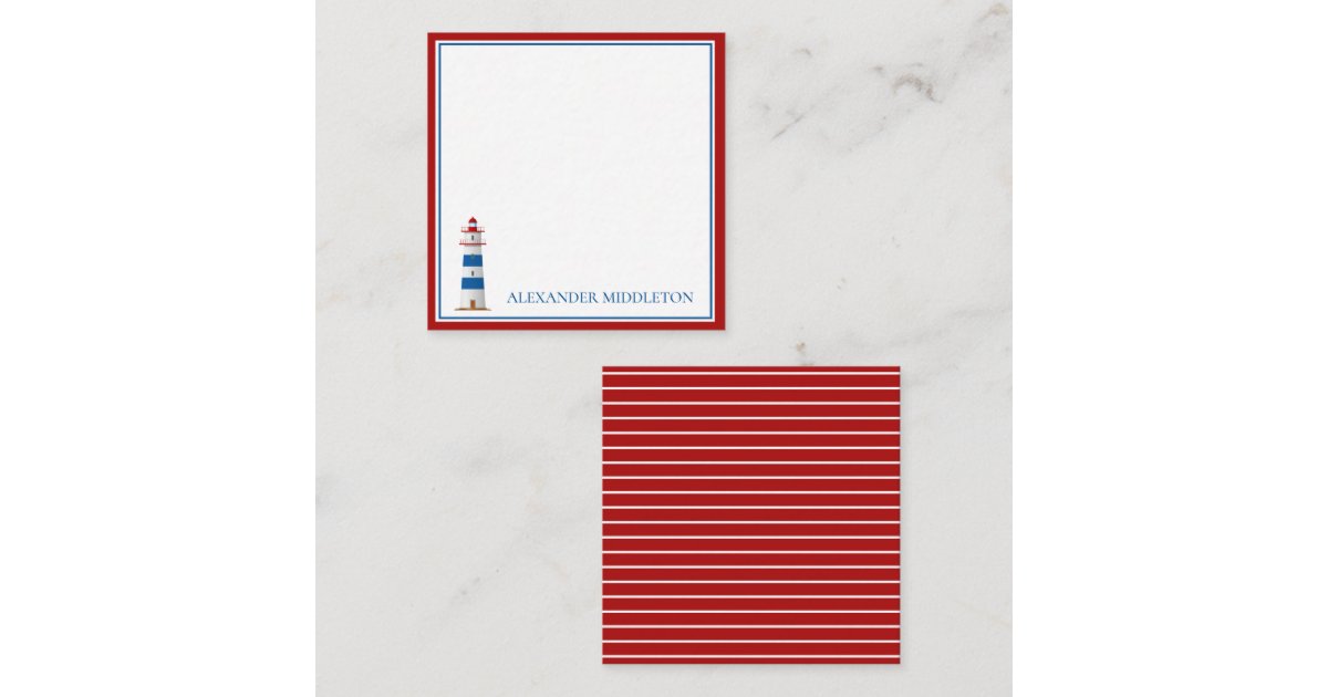 Preppy Nautical Lighthouse Personalized Note Card | Zazzle