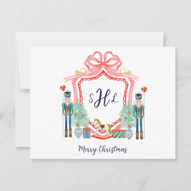 Preppy Nutcracker Monogram Photo Christmas Card | Zazzle