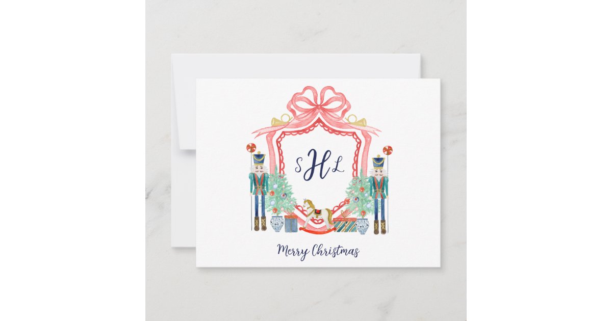 Preppy Nutcracker Monogram Photo Christmas Card | Zazzle