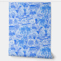 Preppy Palm Beach Blue & White Animal Vacation Wallpaper | Zazzle