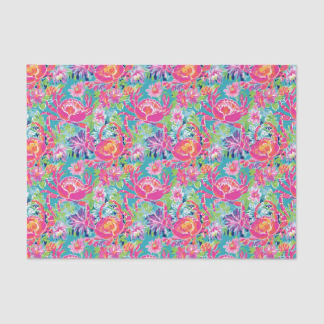 Preppy Palm Beach Ocean Crabs Pattern Tissue Paper | Zazzle