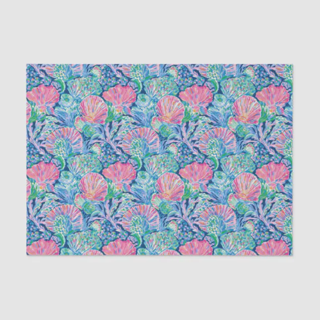 Preppy Palm Beach Ocean Shell Pattern Tissue Paper | Zazzle