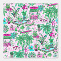 Preppy Palm Beach Pink & Green Animal Vacation Wallpaper | Zazzle