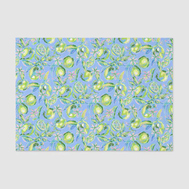 Preppy Palm Beach Print Blue and Green Limes Tissue Paper | Zazzle