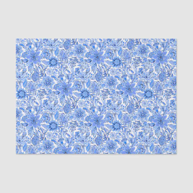 Preppy Palm Beach Print Blue and White Flowers Tissue Paper | Zazzle
